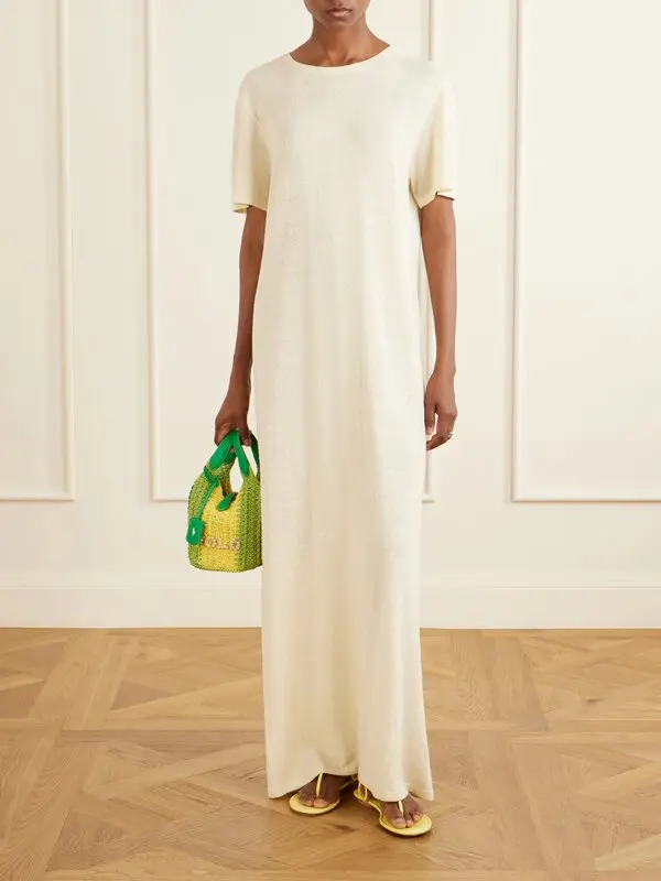 Polo Ralph Lauren Crocheted Bucket Bag With Leather Trim And Beaded Logo