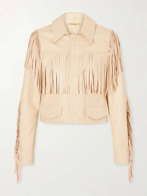 Chloé Fringed Leather Jacket - Blush