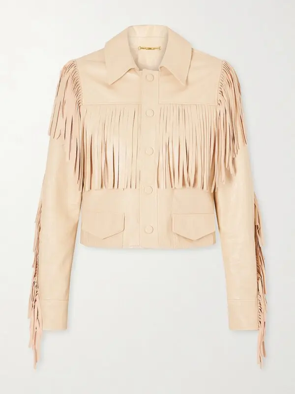 Chloé Fringed Leather Jacket - Pink