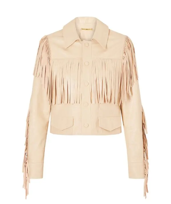 Chloé Fringed Leather Jacket - Pink