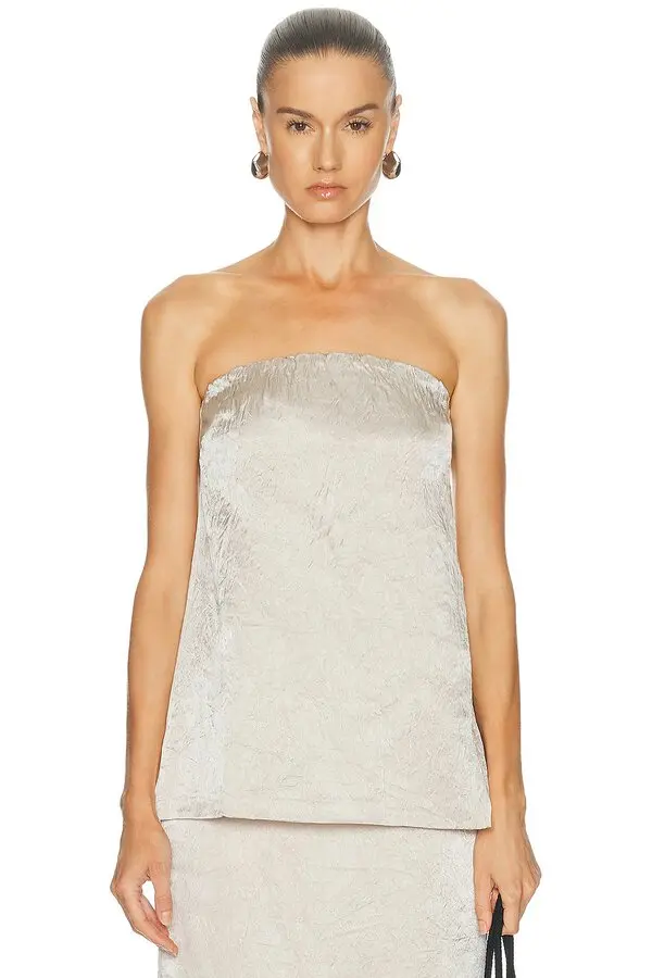 EAVES Kory Top In Metallic Neutral - Silver Taupe