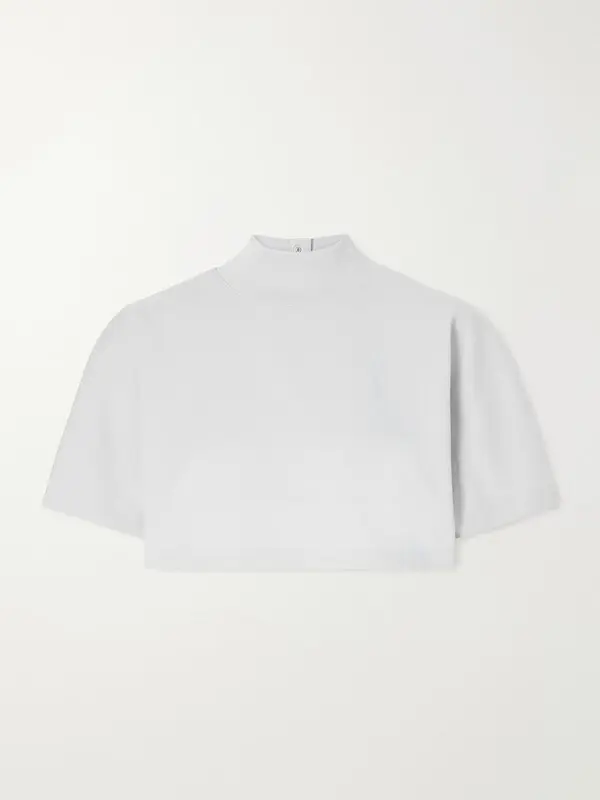 Alaïa Cropped Cotton-jersey Turtleneck T-shirt - Gray