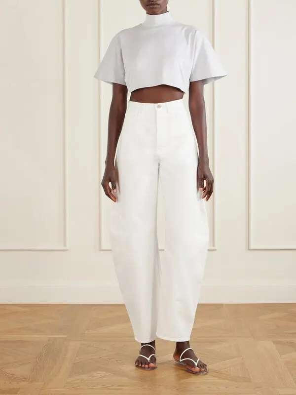 Alaïa Cropped Cotton-jersey Turtleneck T-shirt