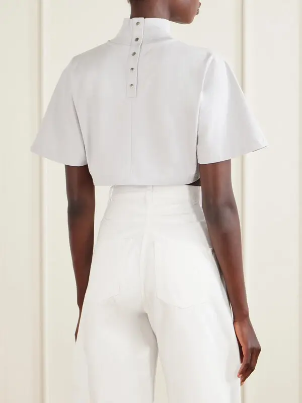Alaïa Cropped Cotton-jersey Turtleneck T-shirt