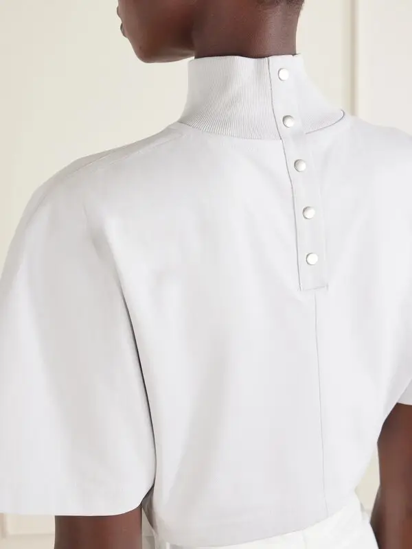 Alaïa Cropped Cotton-jersey Turtleneck T-shirt