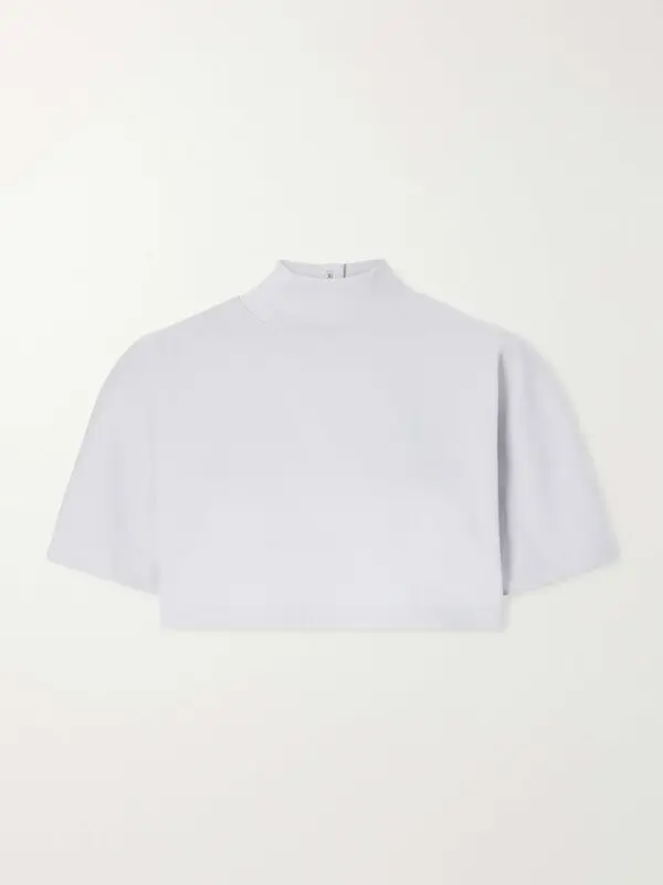 Alaïa Cropped Cotton-jersey Turtleneck T-shirt - Light Gray