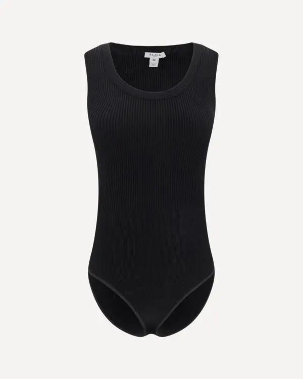 Alaïa Ribbed Knit Sleeveless Bodysuit - Black