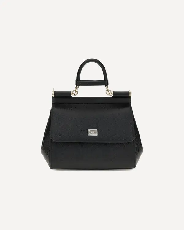 Dolce & Gabbana Textured Leather Top Handle Bag - Black