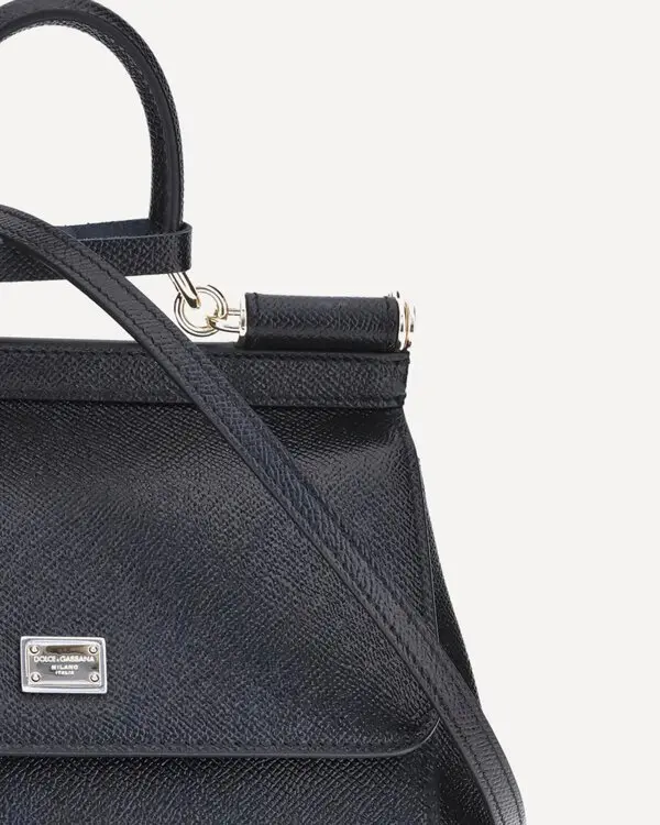 Dolce & Gabbana Textured Leather Top Handle Bag - Black