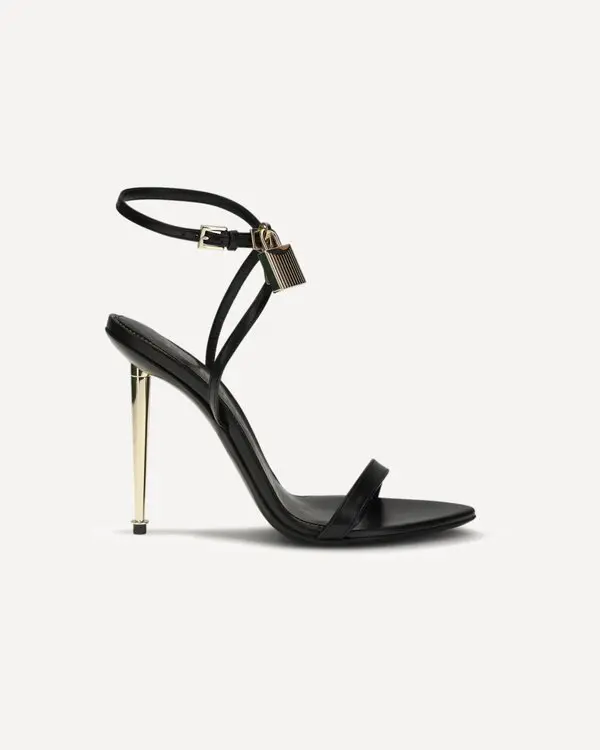 TOM FORD Padlock Pointy Naked Heeled Sandals - Black