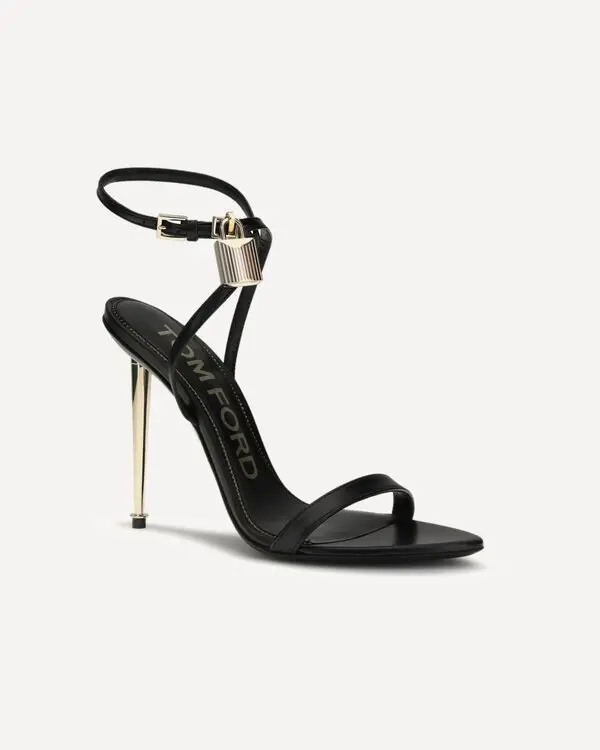 TOM FORD Padlock Pointy Naked Heeled Sandals - Black