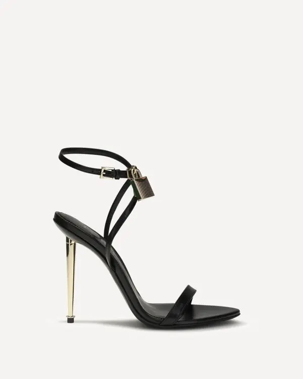 TOM FORD Padlock Pointy Naked Heeled Sandals - Black