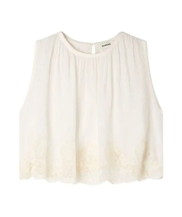 Sandro Crepon Crop Top