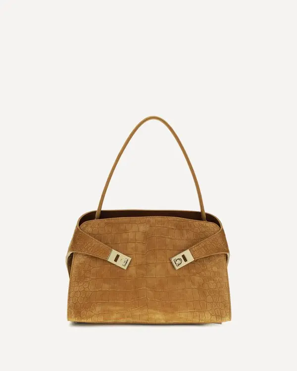 FERRAGAMO Medium Hug Soft Shoulder Bag - Beige