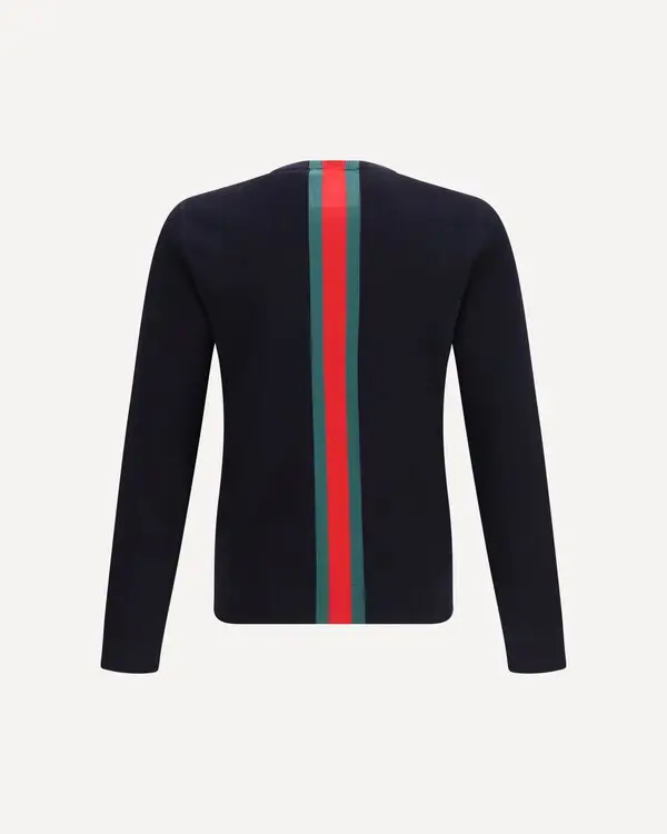 Gucci Knitted Cotton Sweater With Web Intarsia