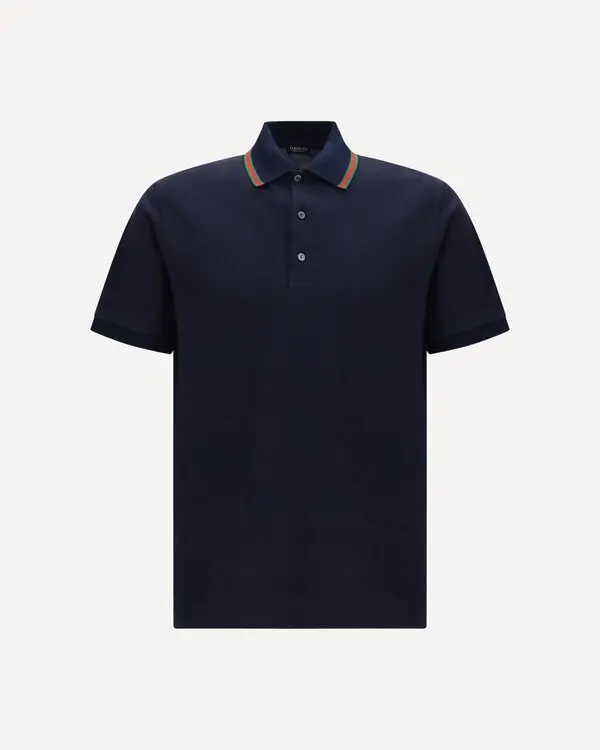 Gucci Cotton Piqué Jerey Polo Hirt - Blue
