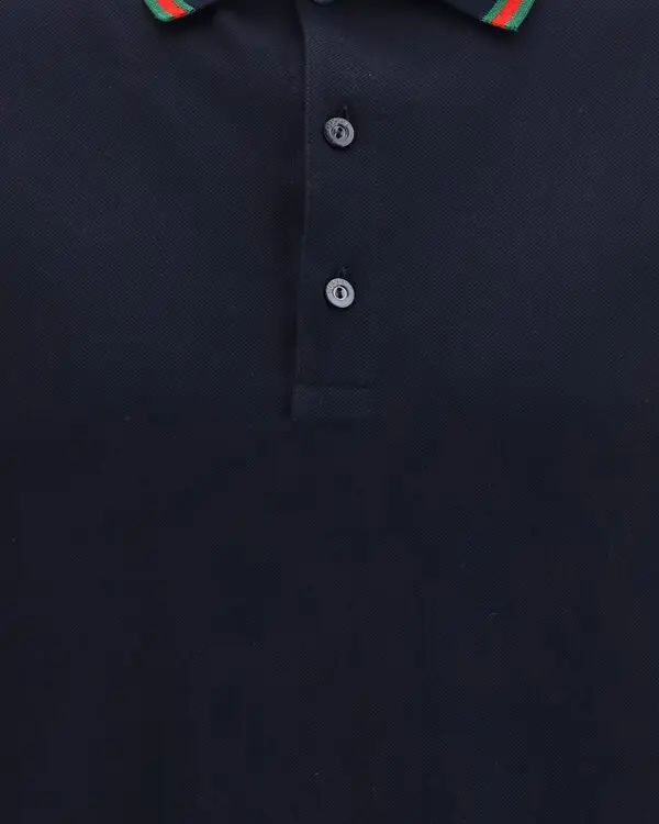 Gucci Cotton Piqué Jerey Polo Hirt - Blue