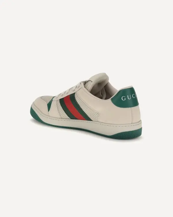 Gucci Screener Sneakers With Web Stripe Detail - Beige