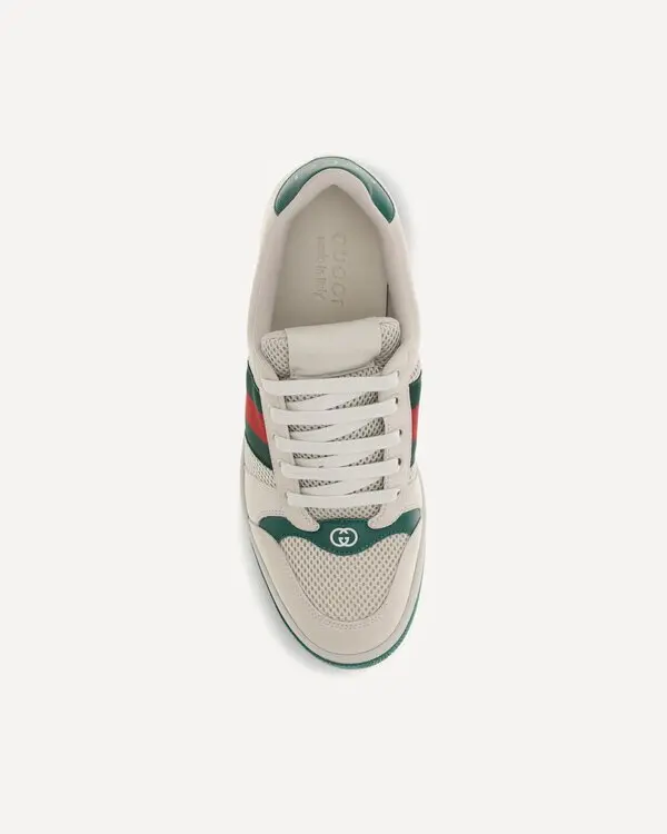 Gucci Screener Sneakers With Web Stripe Detail - Beige