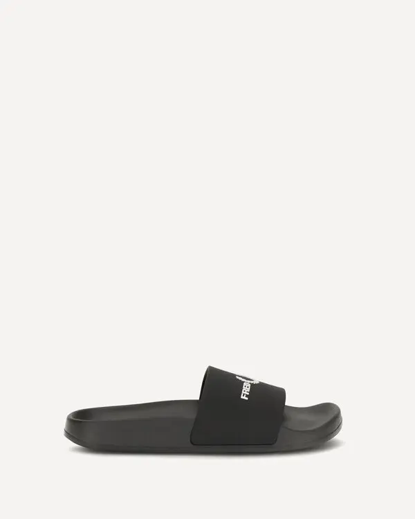 Fred Perry Rubber Slides With Logo - Black