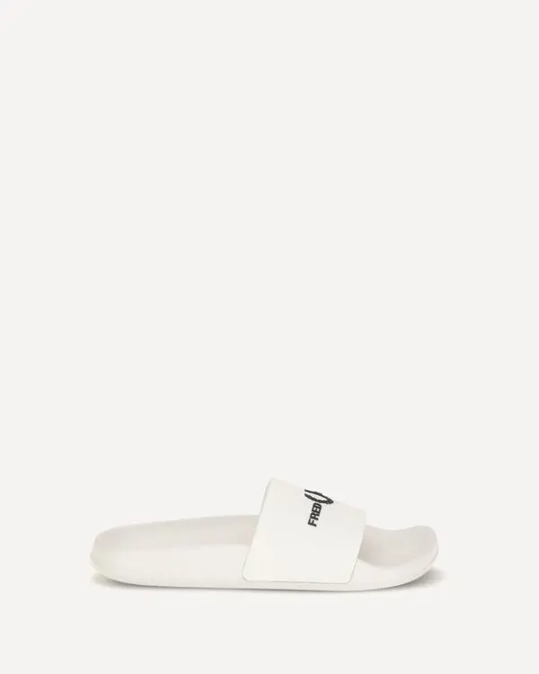 Fred Perry Rubber Slides With Embossed Logo - White