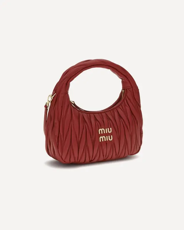 Miu Miu Quilted Matelassé Leather Hobo Handbag