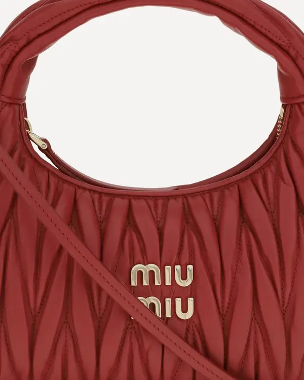 Miu Miu Quilted Matelassé Leather Hobo Handbag