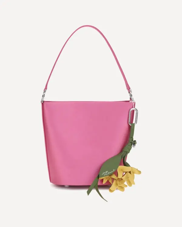 SELF-PORTRAIT Satin Bucket Bag - Pink