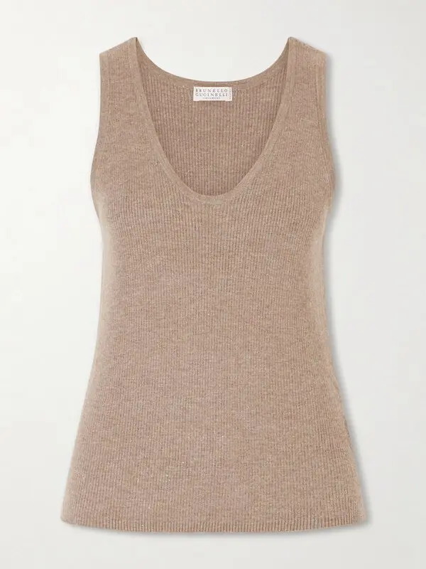 Brunello Cucinelli Ribbed Knit Tank Top - Brown