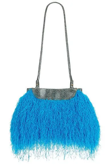 Dries Van Noten Blossom Bag With Fringe And Ruffle Embellishments - Turquoise
