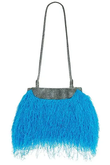 Dries Van Noten Blossom Bag With Fringe And Ruffle Embellishments - Turquoise