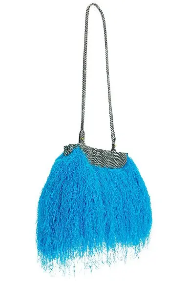 Dries Van Noten Blossom Bag With Fringe And Ruffle Embellishments - Turquoise