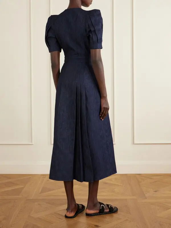 Gabriela Hearst Patricia Belted Denim Midi Dress - Blue
