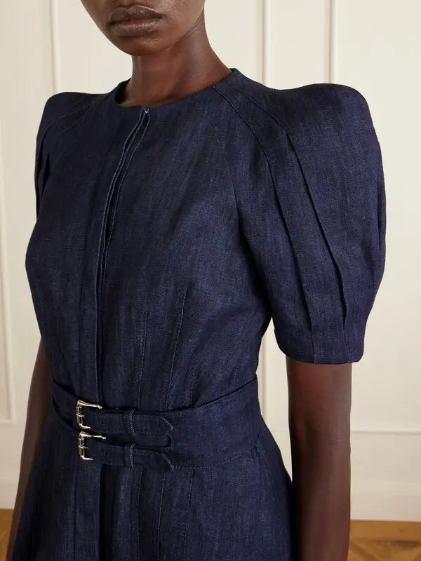 Gabriela Hearst Patricia Belted Denim Midi Dress - Blue