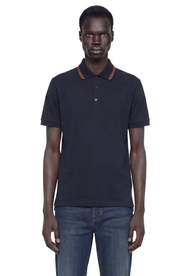 Gucci Cotton Jersey Piqué Polo Shirt - Blue