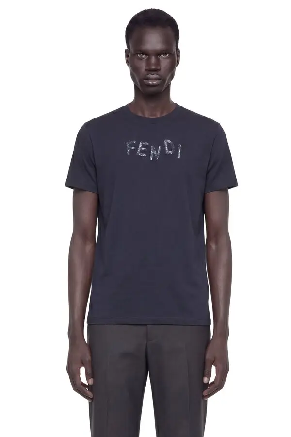 Fendi Logo Cotton T-shirt - Blue