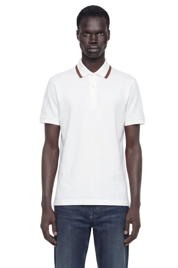 Gucci Cotton Jersey Piqué Polo Shirt - White