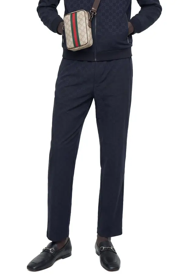 Gucci Stretch Gg Nylon Jersey Sweatpants - Blue
