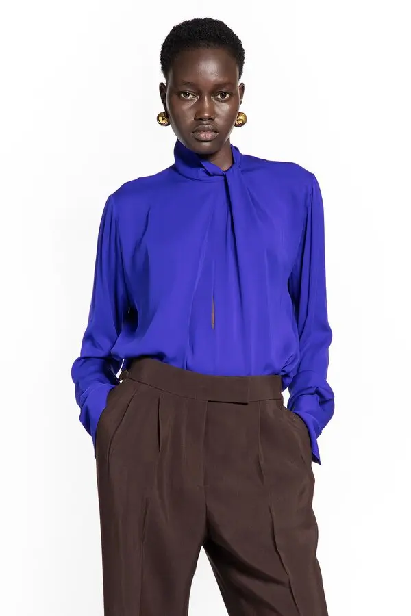 TOM FORD Washed Silk Georgette Blouse - Blue
