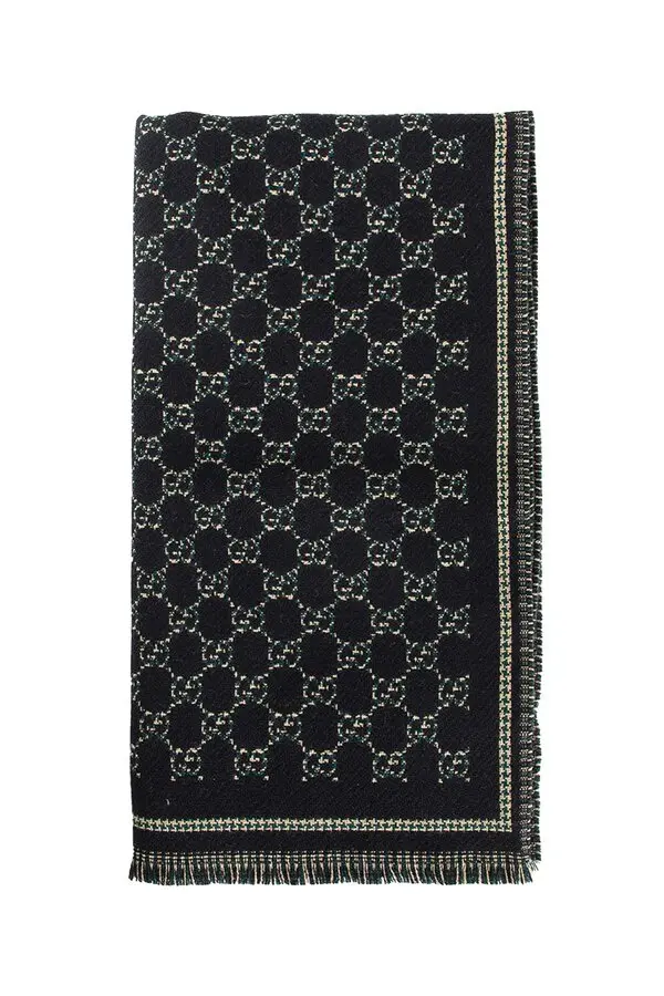 Gucci Gg Wool Scarf - Black