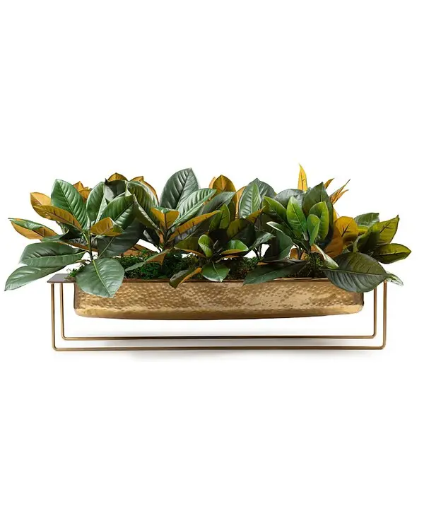 DOMANI HOME Magnolia Leaves In Brass Pot On Stand Arrangement - Ivory
