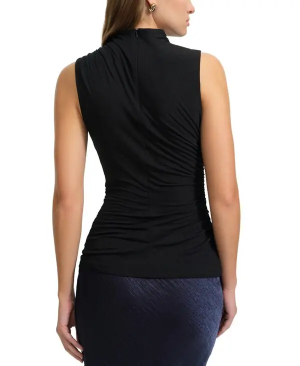 MARCELLA Camila Drape Neck Sleeveless Top - Black