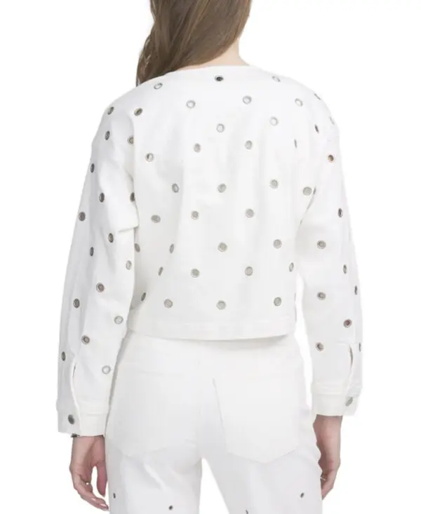 ELLE COLLECTION Grommet Embellished Jacket - Ivory