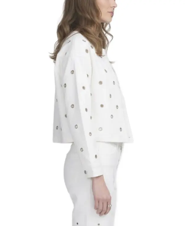 ELLE COLLECTION Grommet Embellished Jacket - Ivory