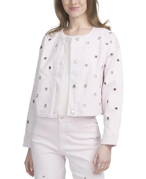 ELLE COLLECTION Grommet Embellished Jacket - Pink