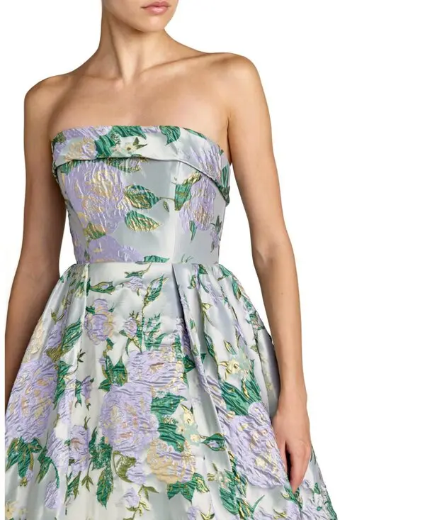 Mac Duggal Floral Strapless Brocade Ball Gown