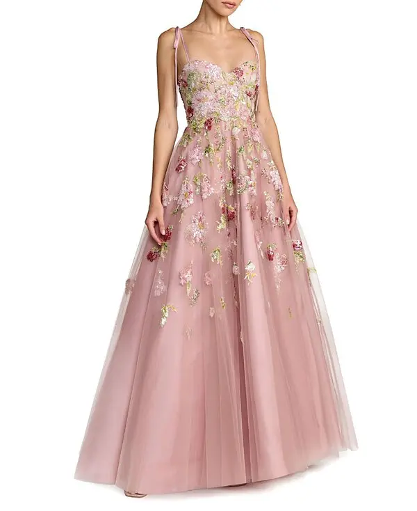 Mac Duggal Embellished Floral Tulle Ball Gown
