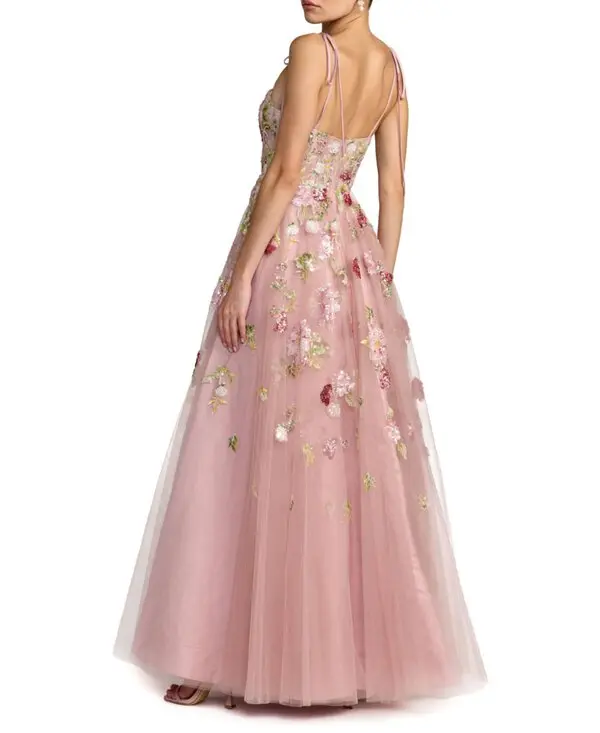 Mac Duggal Embellished Floral Tulle Ball Gown