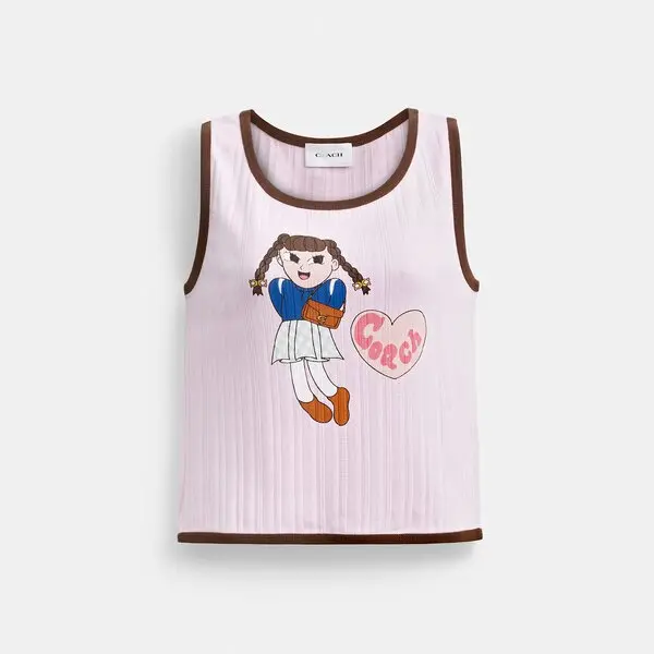 COACH X Brain Dead Graphic Pointelle Tank Top - Pink