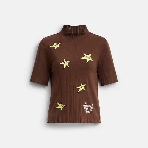 COACH X Brain Dead Graphic Pointelle Mock Neck Top